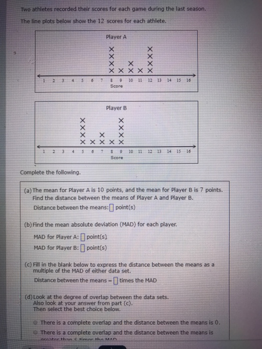 Solved Two athletes recorded their scores for each game | Chegg.com