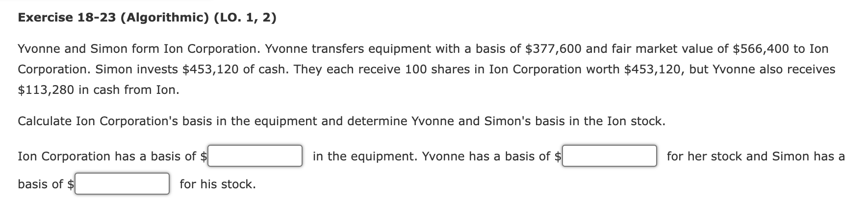Solved Exercise 18-23 (Algorithmic) (LO. 1, 2) Yvonne and | Chegg.com