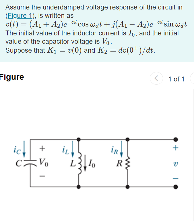 Solved Assume the underdamped voltage response of the | Chegg.com