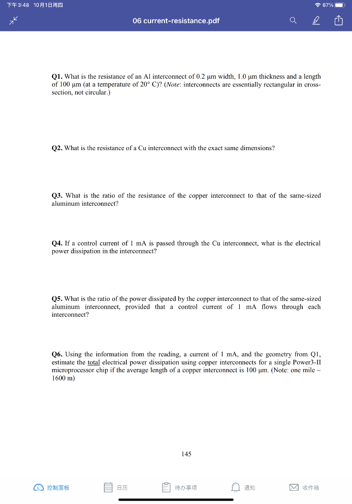 T43:48 10189 87% 06 current-resistance.pdf Q Q1. What | Chegg.com