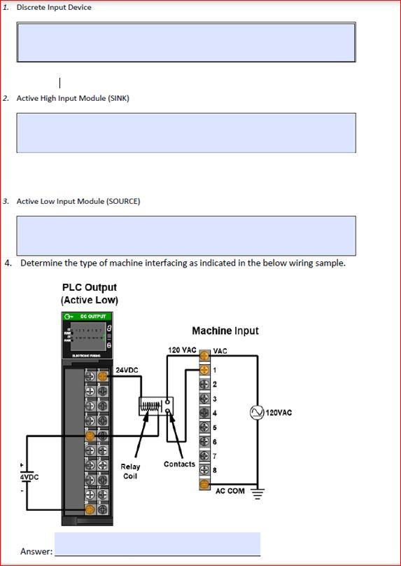 Solved 1. Discrete Input Device 2. Active High Input Module | Chegg.com