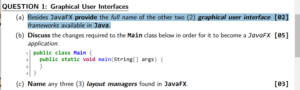 Solved QUESTION 1: Graphical User Interfaces (a) Besides | Chegg.com