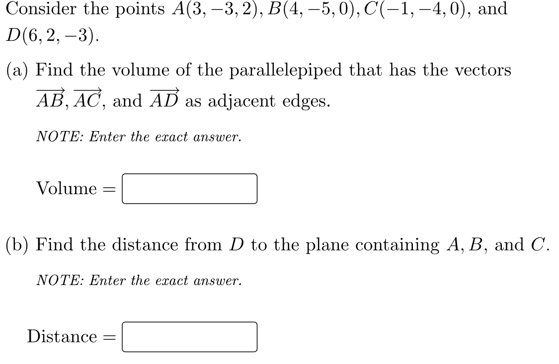 Solved Consider The Points A 3 −3 2 B 4 −5 0 C −1 −4 0