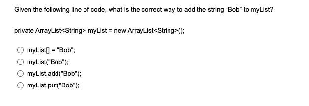 Solved Given the following line of code, what is the correct | Chegg.com
