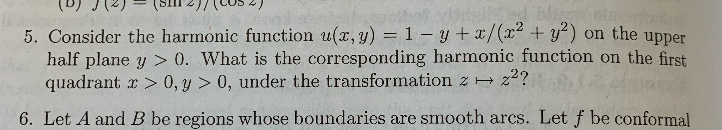 5. Consider the harmonic function | Chegg.com