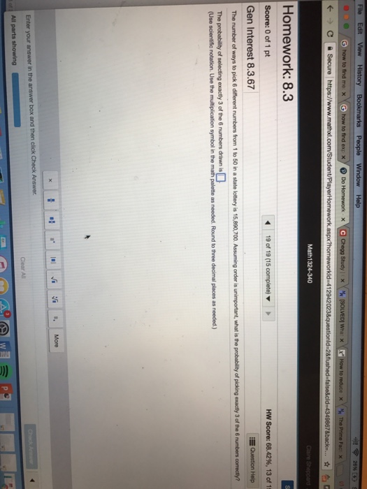 Solved The number of ways to pick 6 different numbers from 1 | Chegg.com