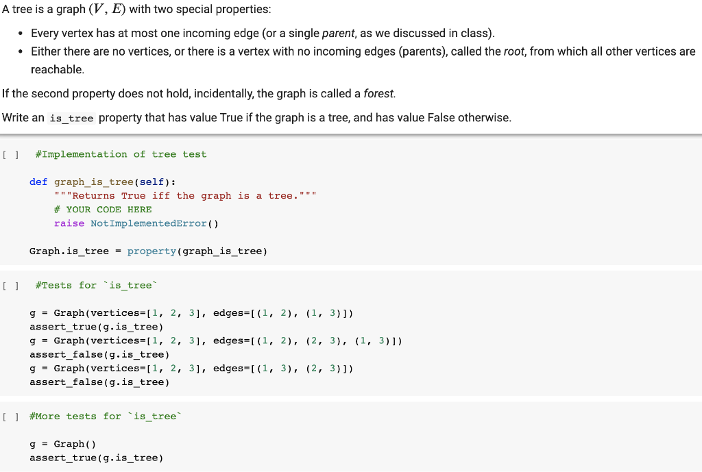 Solved A tree is a graph (V, E) with two special properties: | Chegg.com