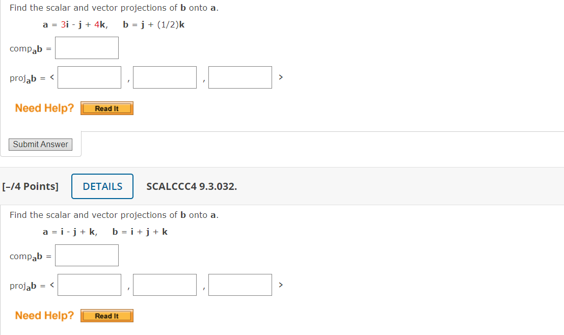 Solved Find the scalar and vector projections of b onto a. | Chegg.com
