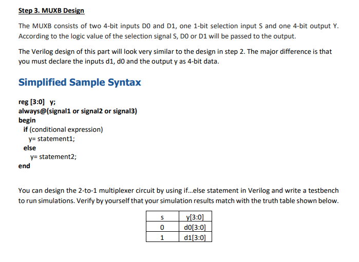 Solved Step 3. MUXB Design The MUXB consists of two 4-bit | Chegg.com