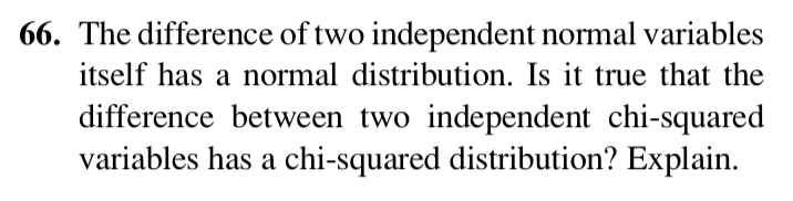 Solved 66. The difference of two independent normal | Chegg.com