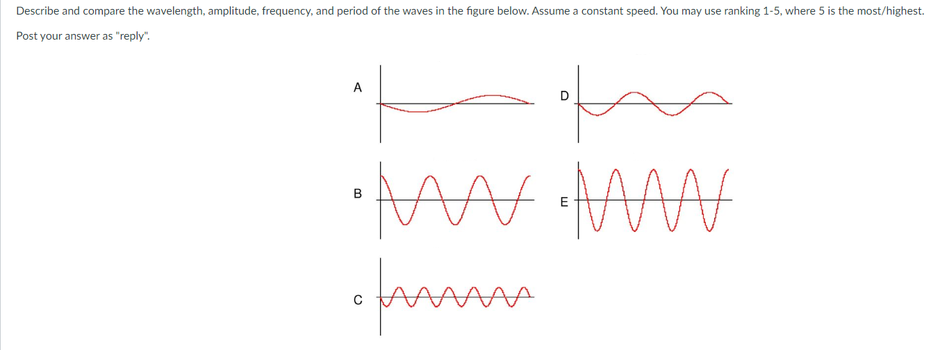 Solved Describe and compare the wavelength, amplitude, | Chegg.com
