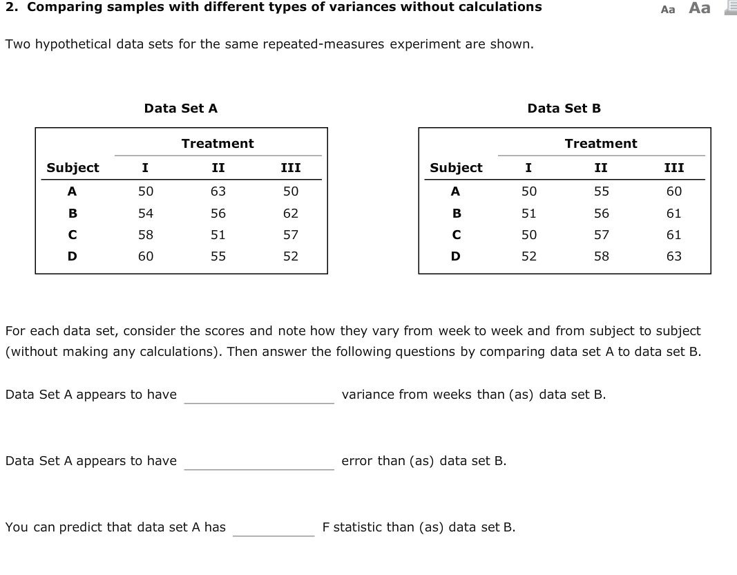 Solved 2. Comparing samples with different types of | Chegg.com