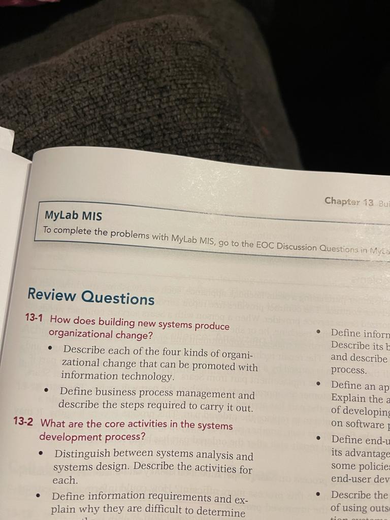 Chapter 13 Bu MyLab MIS To complete the problems with | Chegg.com