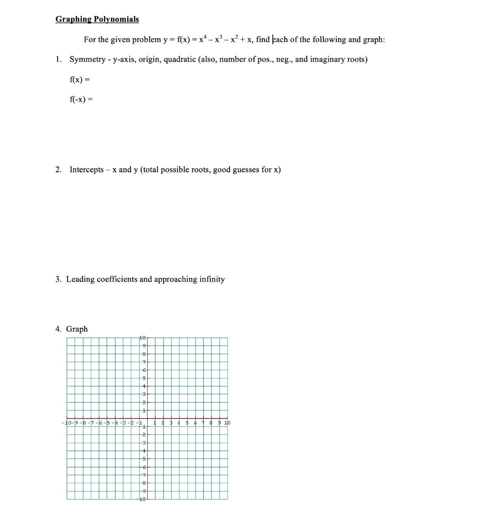 Solved For the given problem y = f(x) = ×^4- ×^3 - x^2 + x, | Chegg.com