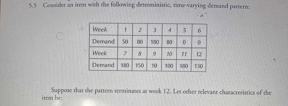Solved .5 Consider an item with the following deterministic, | Chegg.com