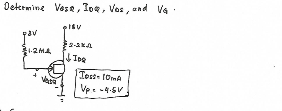 Solved Determine Vesa, loo, Vos, 16 V 93V 2.2k ↓IDQ Toss: | Chegg.com