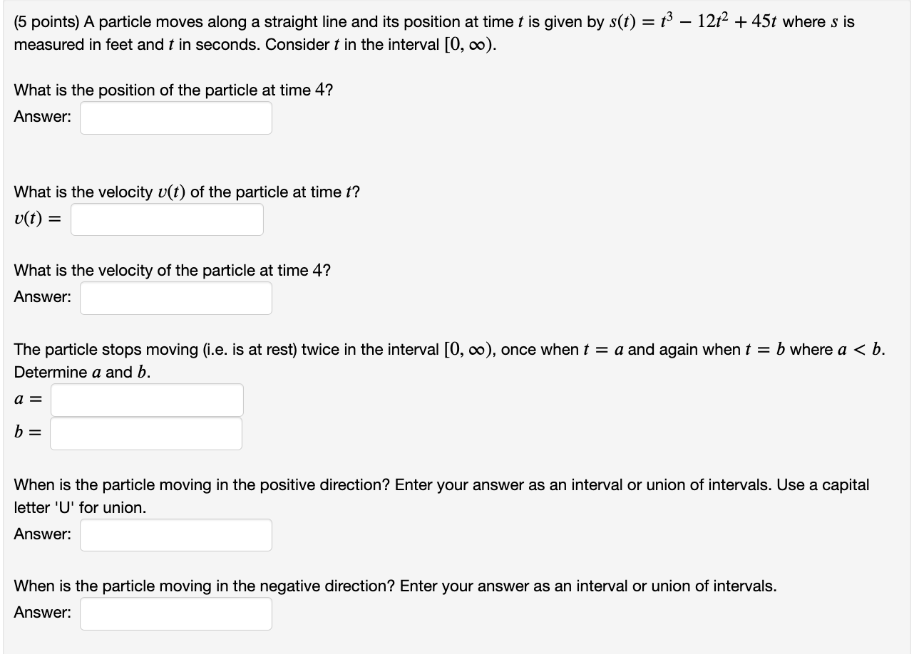 Solved (5 points) A particle moves along a straight line and | Chegg.com