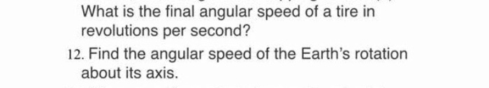 Solved What is the final angular speed of a tire in | Chegg.com