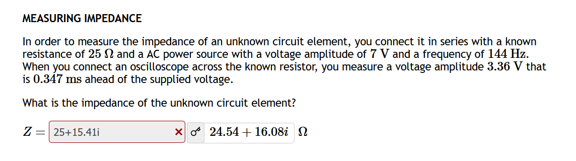 Solved MEASURING IMPEDANCE In order to measure the impedance | Chegg.com