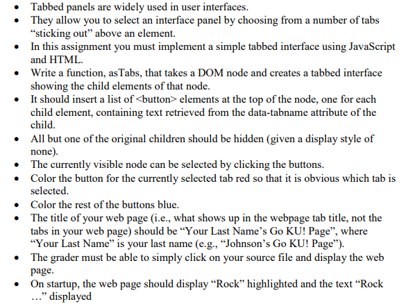 Solved - Tabbed panels are widely used in user interfaces. - | Chegg.com