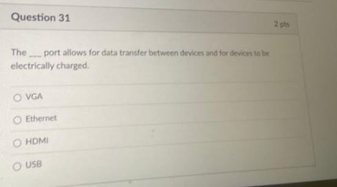 Solved Question 31Theport allows for data transfer between | Chegg.com