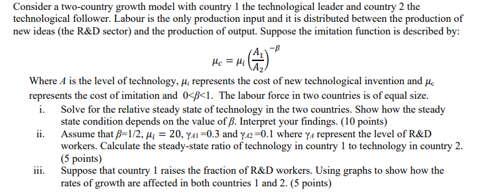 Solved Consider a two-country growth model with country 1 | Chegg.com