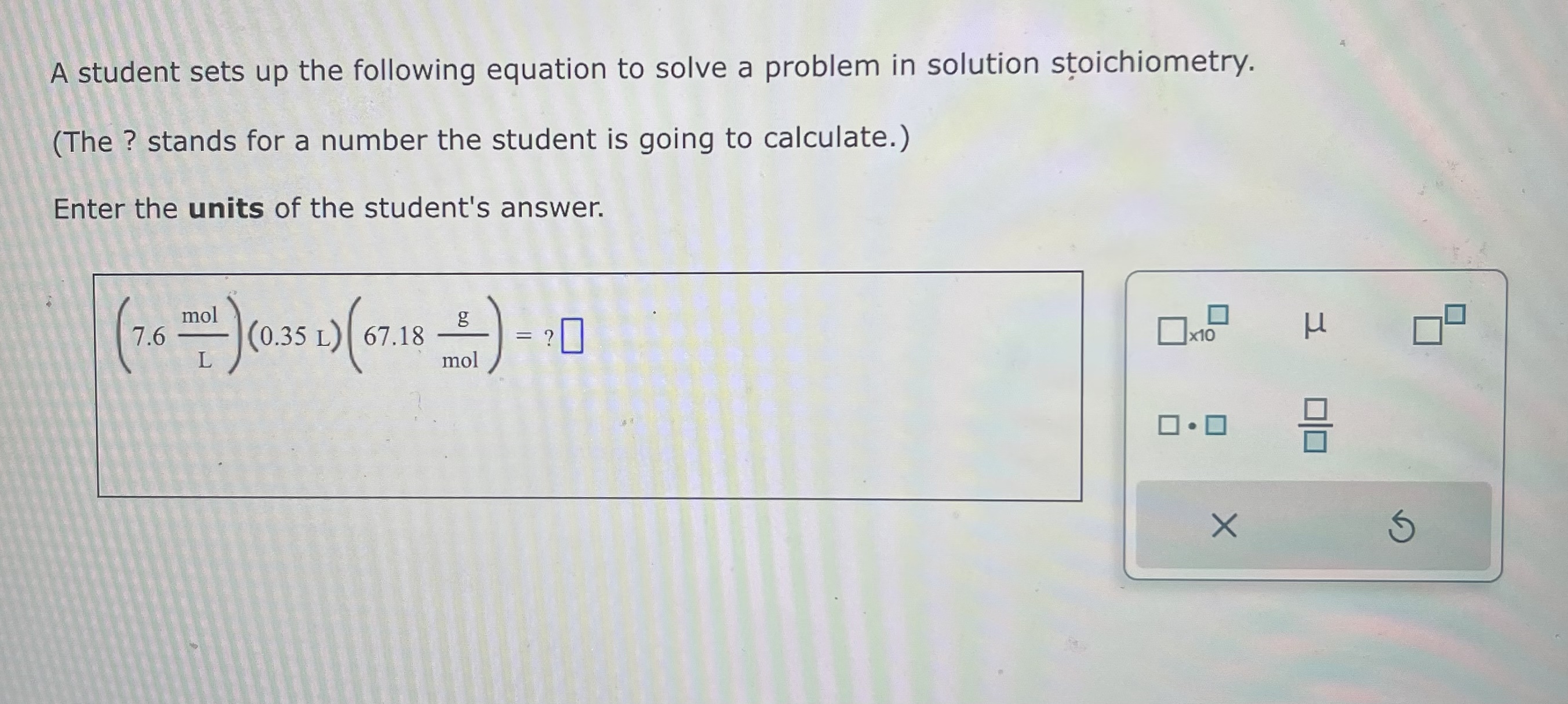 Solved A student sets up the following equation to solve a | Chegg.com