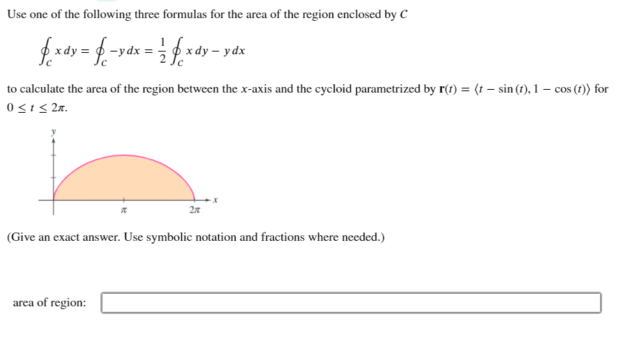 Solved Use one of the following three formulas for the area | Chegg.com