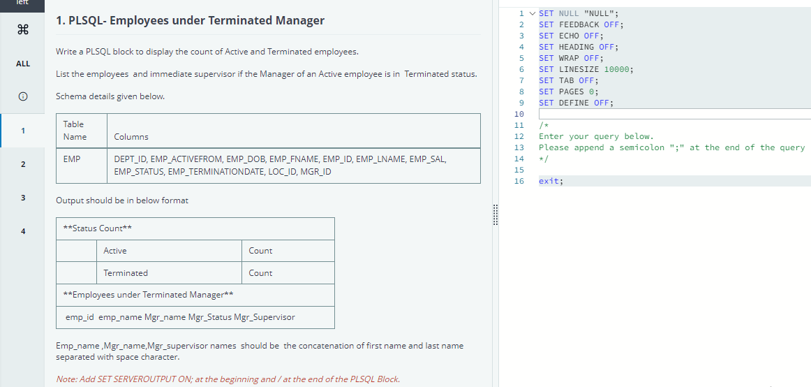 Solved lert 1. PLSQL- Employees under Terminated Manager | Chegg.com