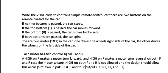Solved Write the VHDL code to control a simple remote | Chegg.com