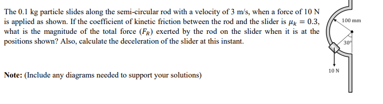 Solved The 0.1 kg particle slides along the semi-circular | Chegg.com