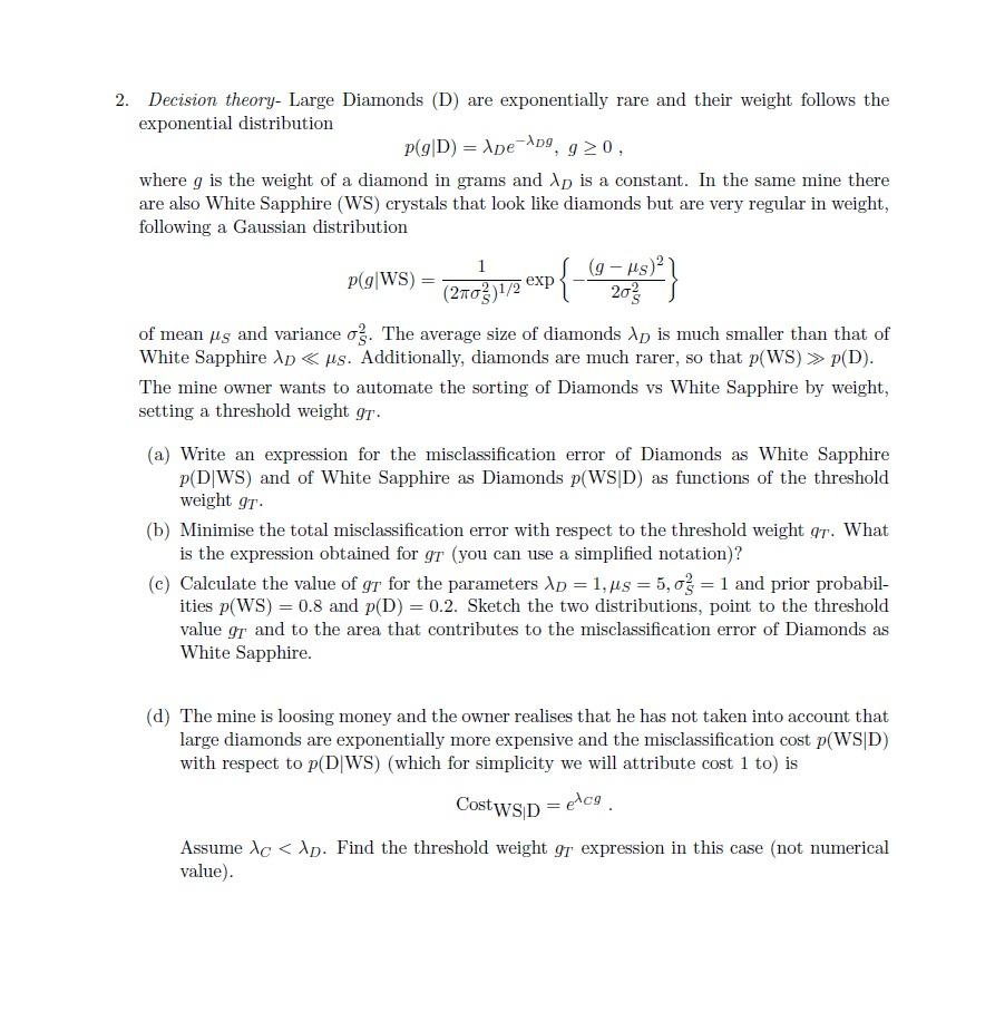 1 p(g/W8) - progexp{-(**** 2. Decision theory- Large | Chegg.com