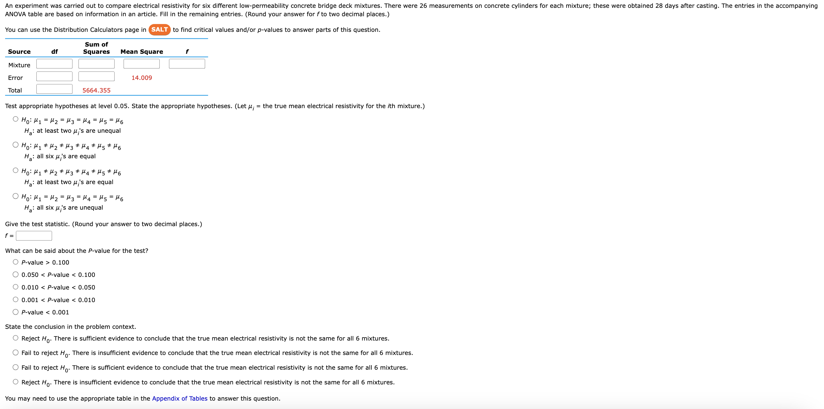 Solved You can use the Distribution Calculators page in SALT | Chegg.com