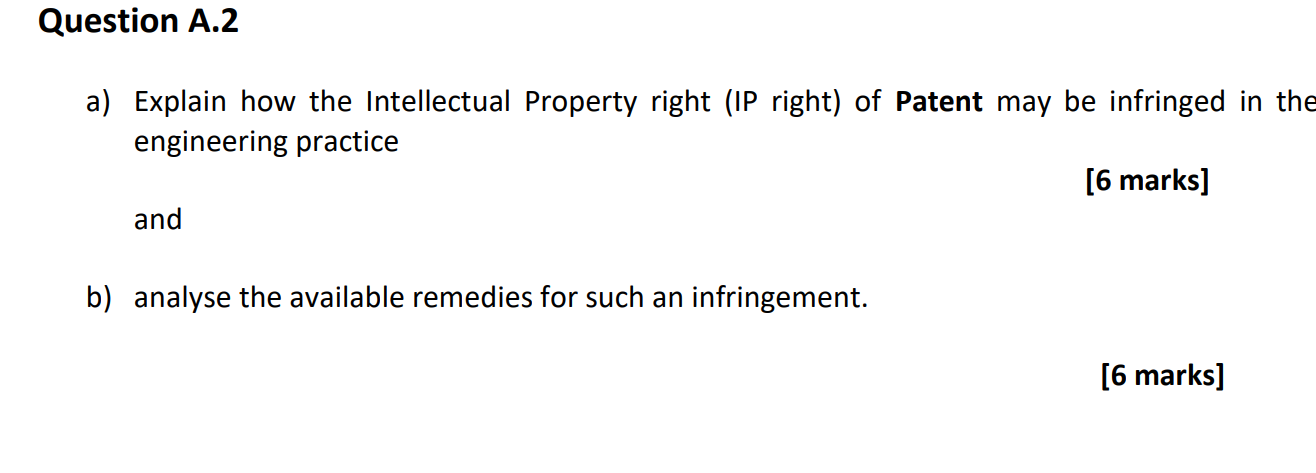 Solved Question A.2 a) Explain how the Intellectual Property | Chegg.com