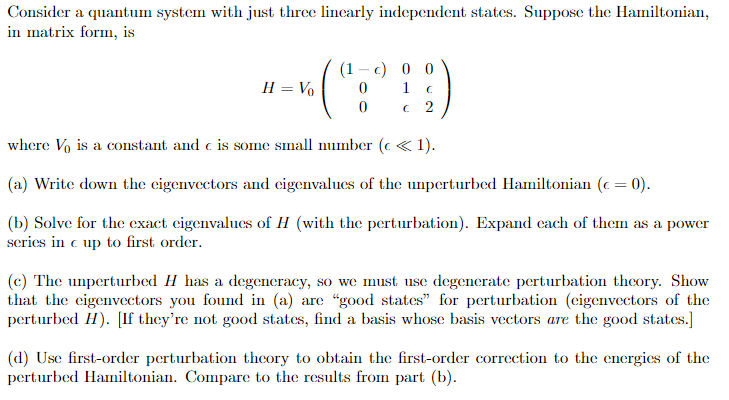 Solved Consider a quantum system with just three linearly | Chegg.com