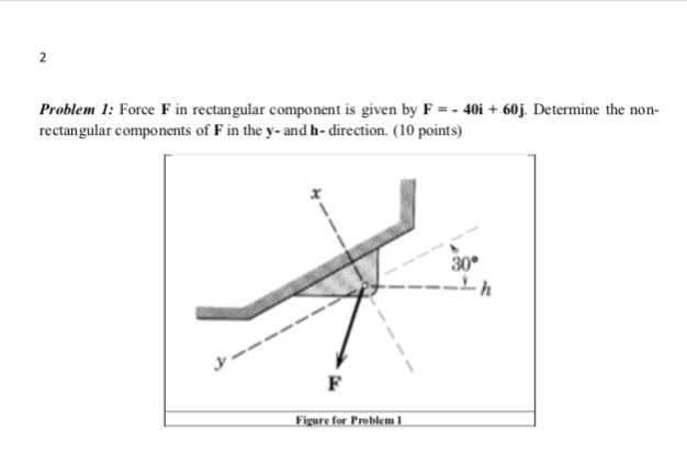 Solved 2 Problem 1: Force F in rectangular component is | Chegg.com