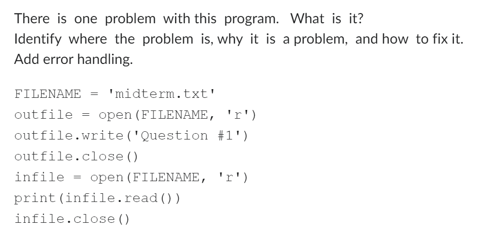 Solved There is one problem with this program. What is it? | Chegg.com