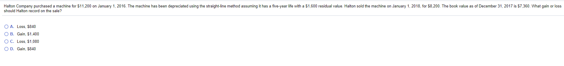 Solved Halton Company purchased a machine for $11,200 on | Chegg.com