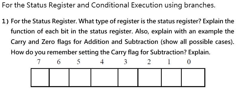Solved For the Status Register and Conditional Execution | Chegg.com