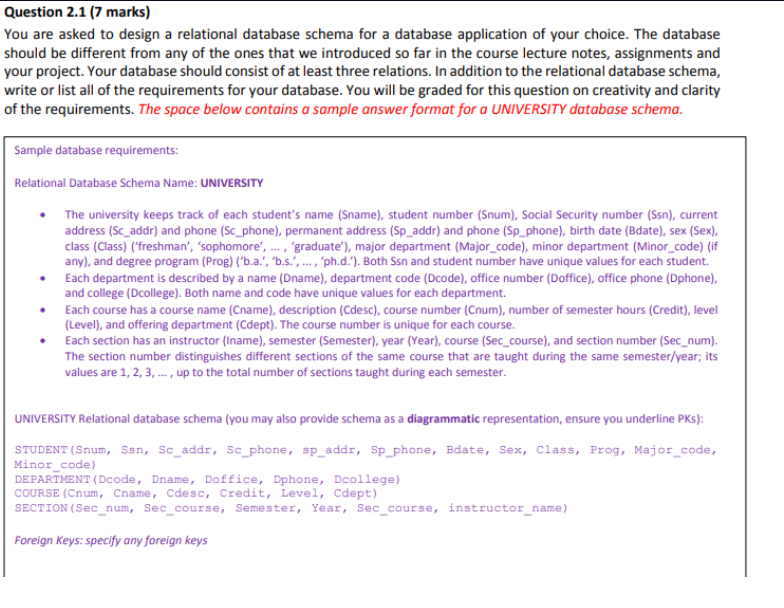 Solved Question 2.1 (7 marks) You are asked to design a | Chegg.com