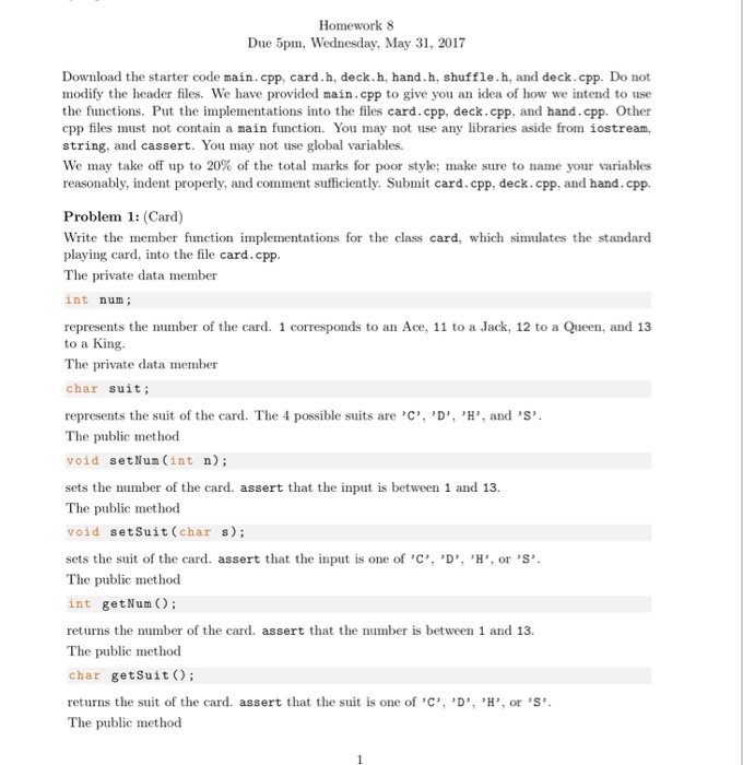 Solved Homework 8 Due 5pm, Wednesday, May 31, 2017 Download | Chegg.com