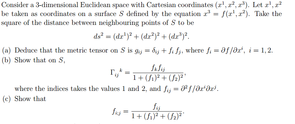 Consider a 3-dimensional Euclidean space with | Chegg.com
