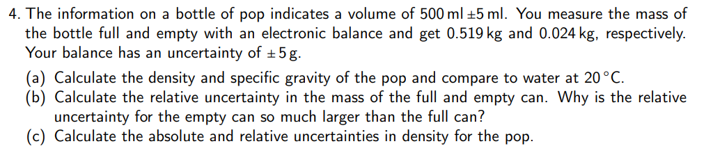 Solved 4. The information on a bottle of pop indicates a | Chegg.com