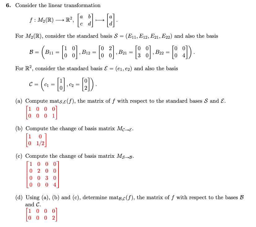 Solved 6. Consider the linear transformation | Chegg.com