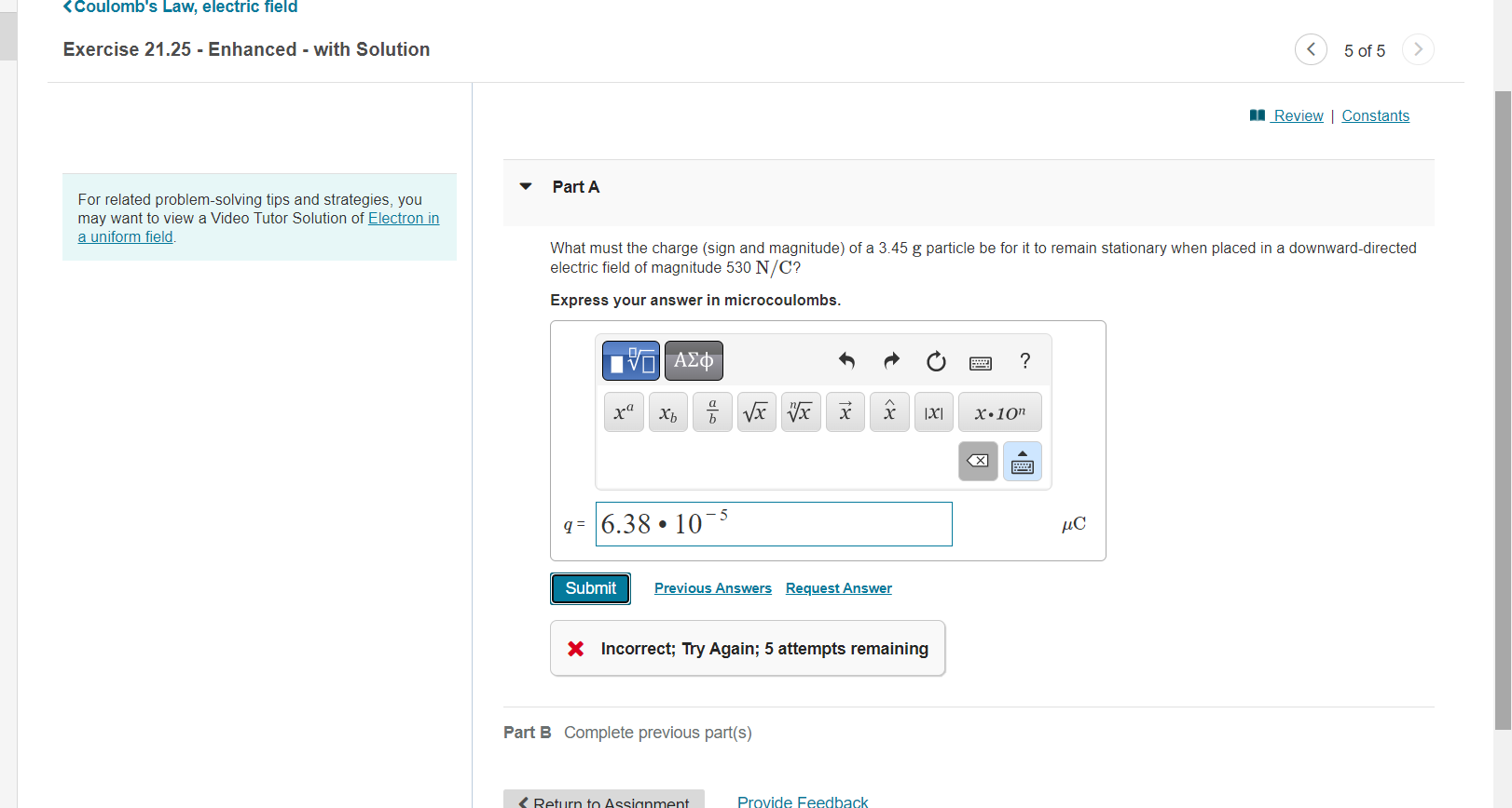 Solved Exercise 21.25 - Enhanced - with Solution I Constants | Chegg.com