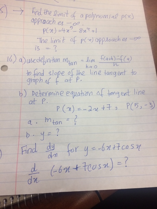 Solved Find the limit of a polynomial p(x) approaches | Chegg.com