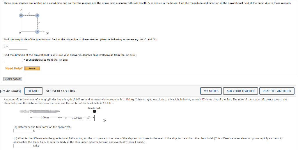 Solved Three equal masses are located on a coordinate grid | Chegg.com