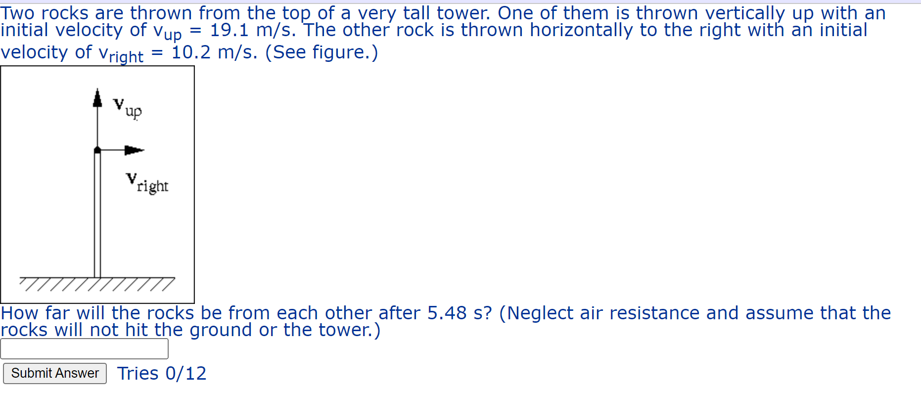 Solved Two rocks are thrown from the top of a very tall | Chegg.com