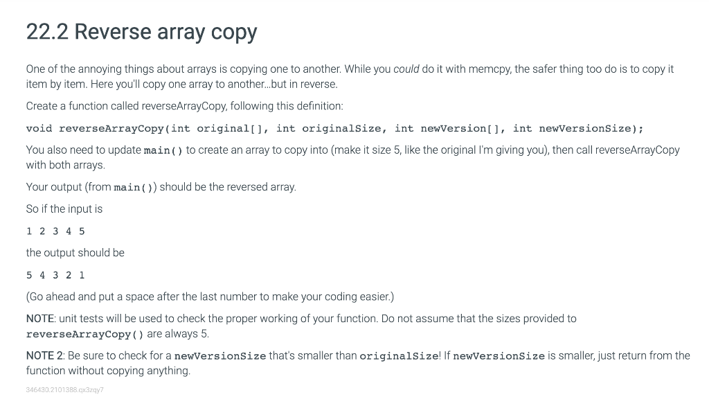 Solved 22.2 Reverse array copy One of the annoying things | Chegg.com