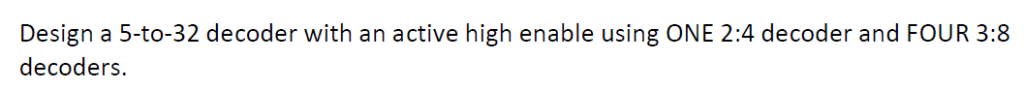 Solved Design a 5-to-32 decoder with an active high enable | Chegg.com